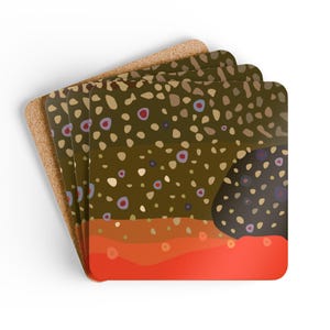 Brook Trout Skin Pattern - Corkwood Coaster Set - Etsy