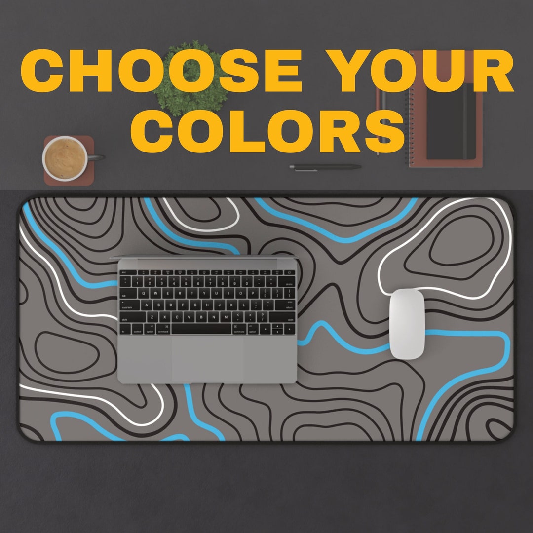 CUSTOM Topographic Blue Line Desk Mat - Etsy