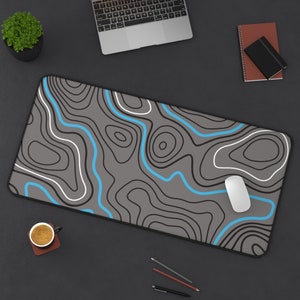 Topographic Blue Line Desk Mat | Fly Tying Desk Mat - Etsy