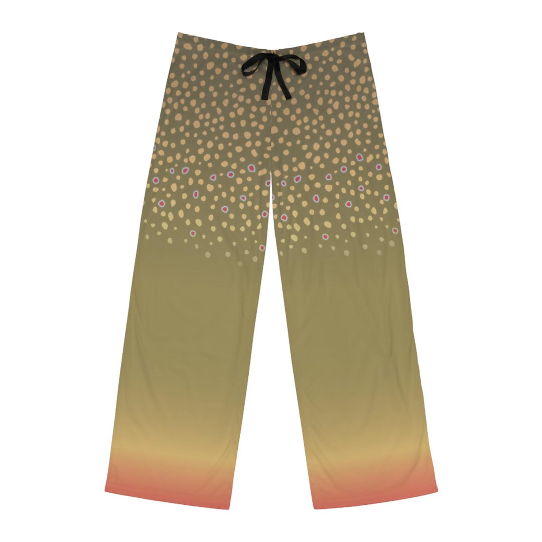 Brook Trout Skin Men's Pajama Pants, Fishing Flannel Sleepwear, Outdoor ...
