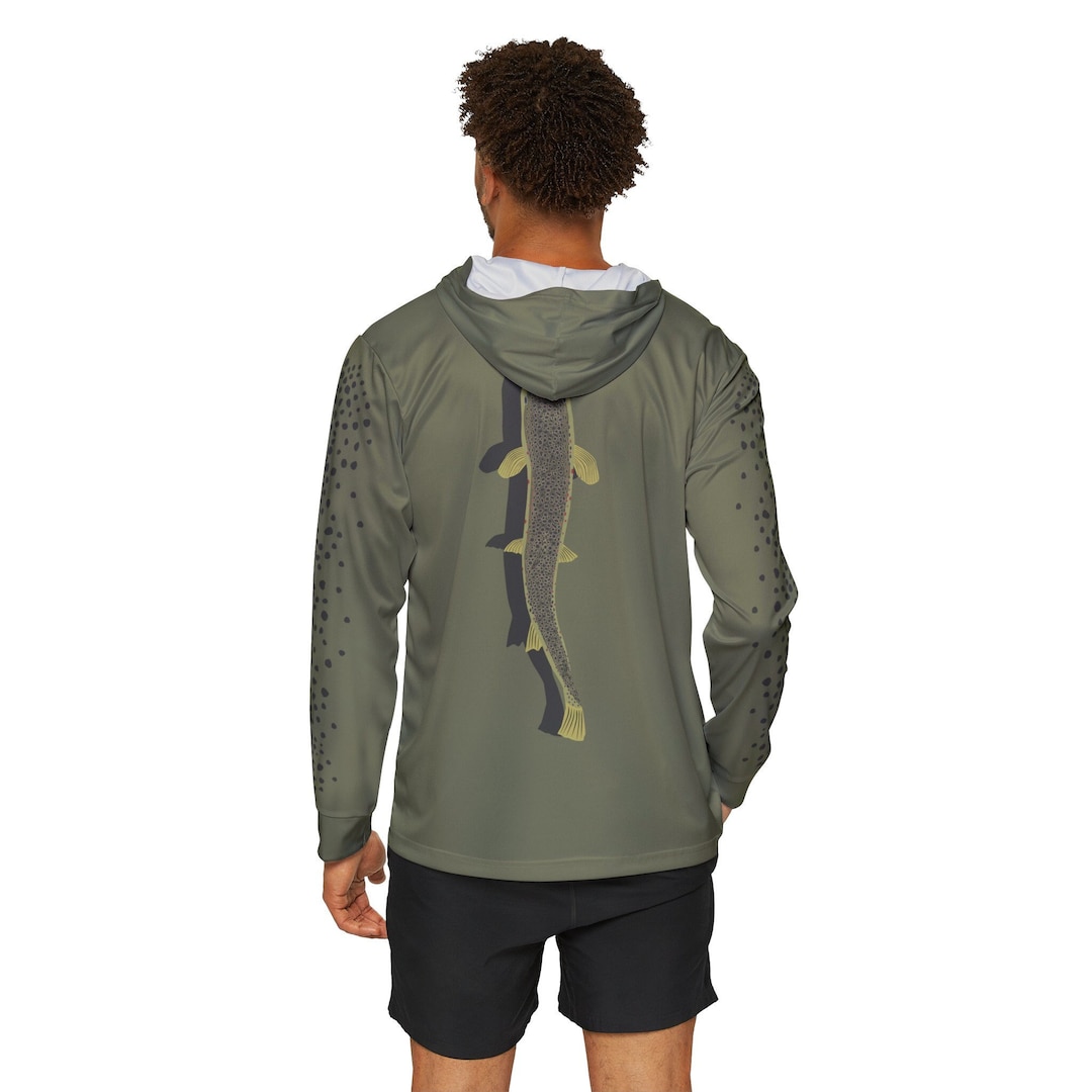 Brown Trout Performance Fishing Sun Hoodie | Breathable Long Sleeve Fly ...