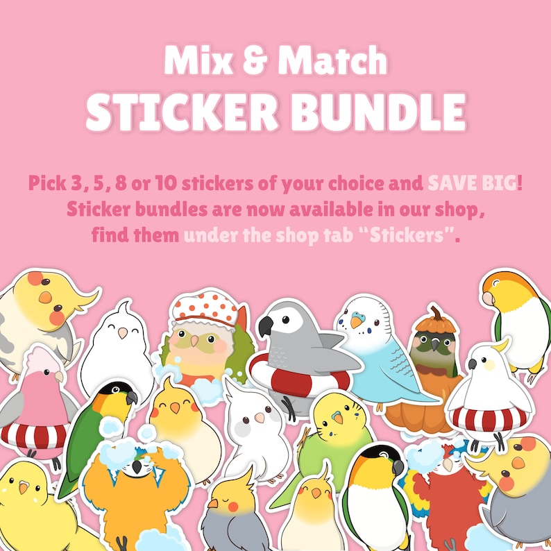 Cute Budgie Sticker Cute Bird Stickers Parakeet Sticker - Etsy