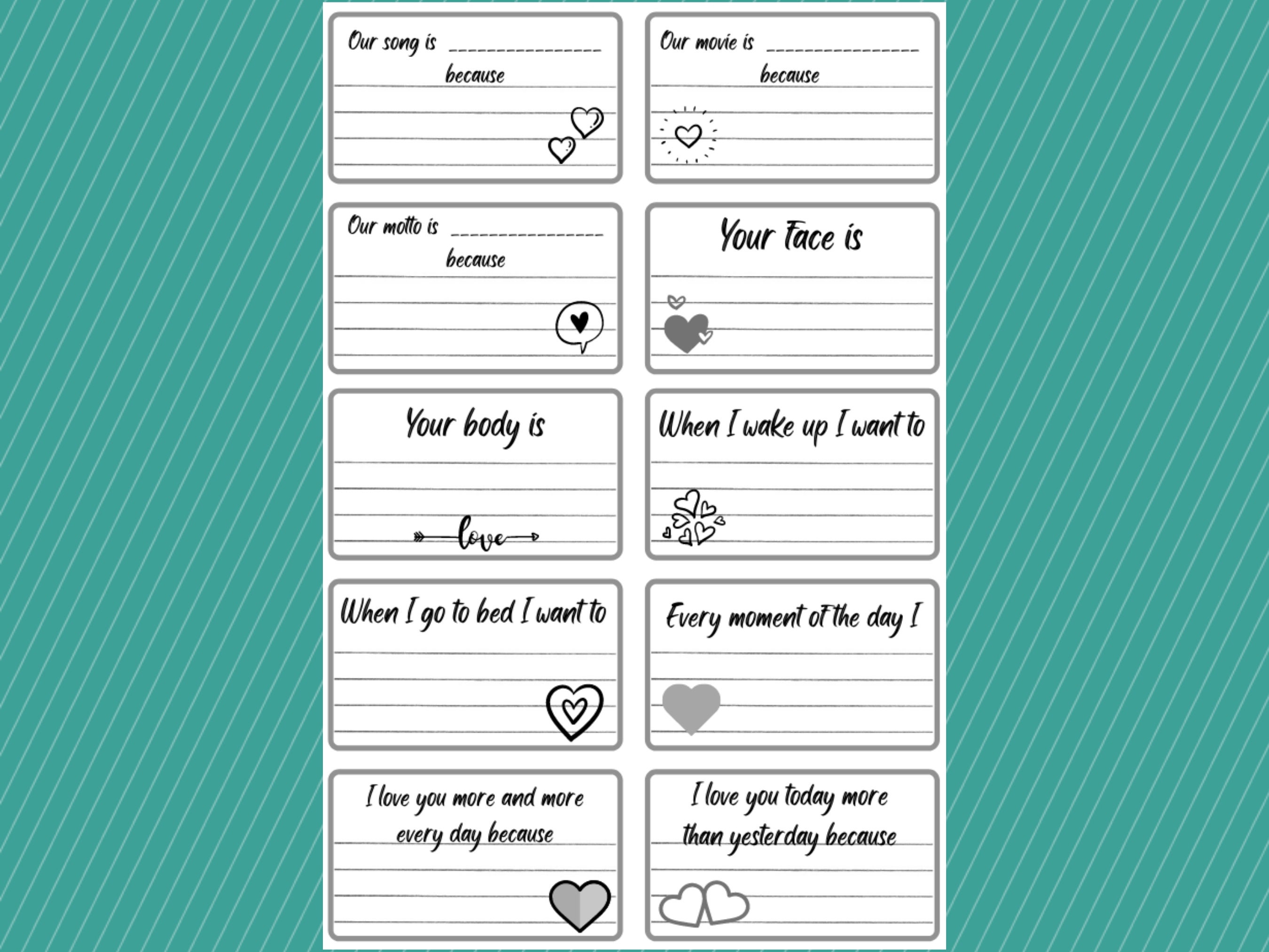 Fill in the Blank Love Notes printable for Couples - Etsy