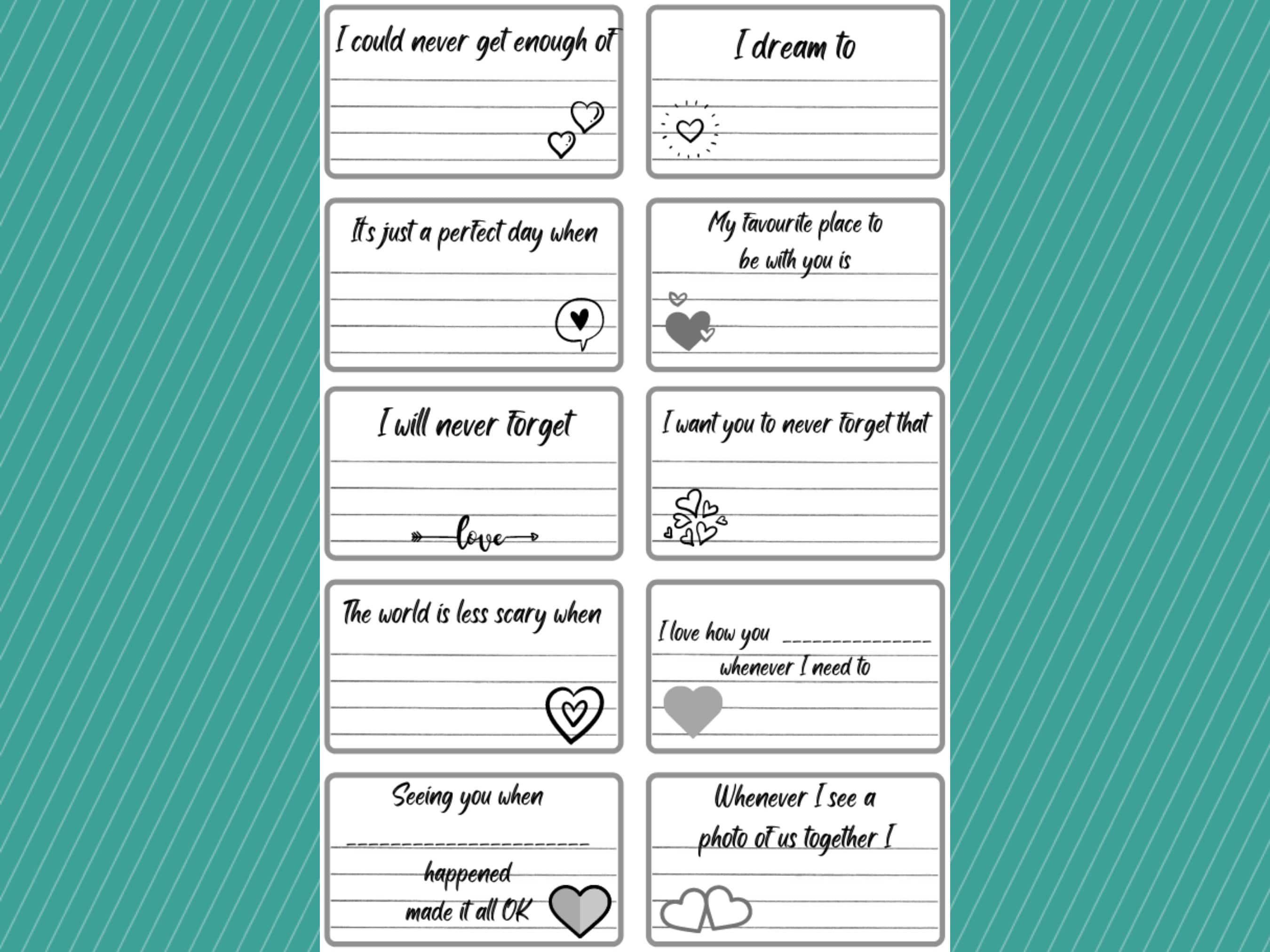 Fill in the Blank Love Notes (printable) for Couples - Etsy
