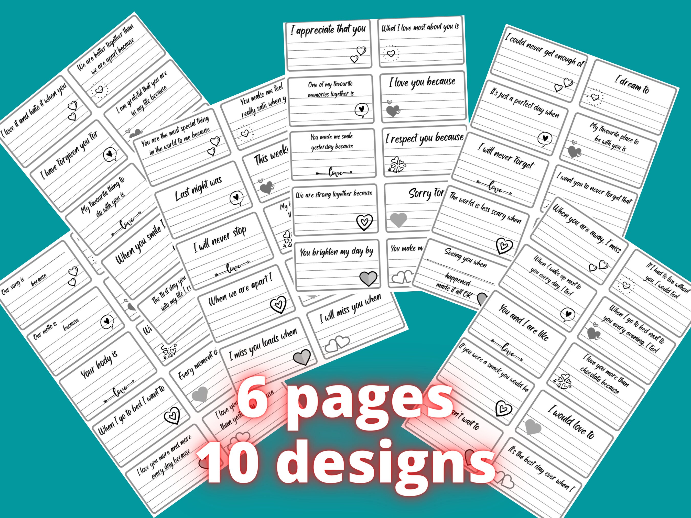 Fill in the Blank Love Notes printable for Couples - Etsy