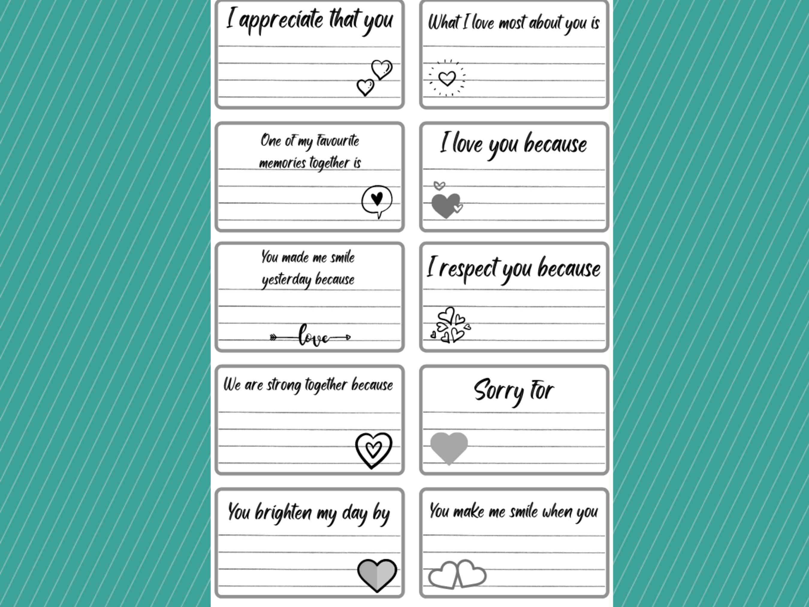 Fill in the Blank Love Notes printable for Couples - Etsy