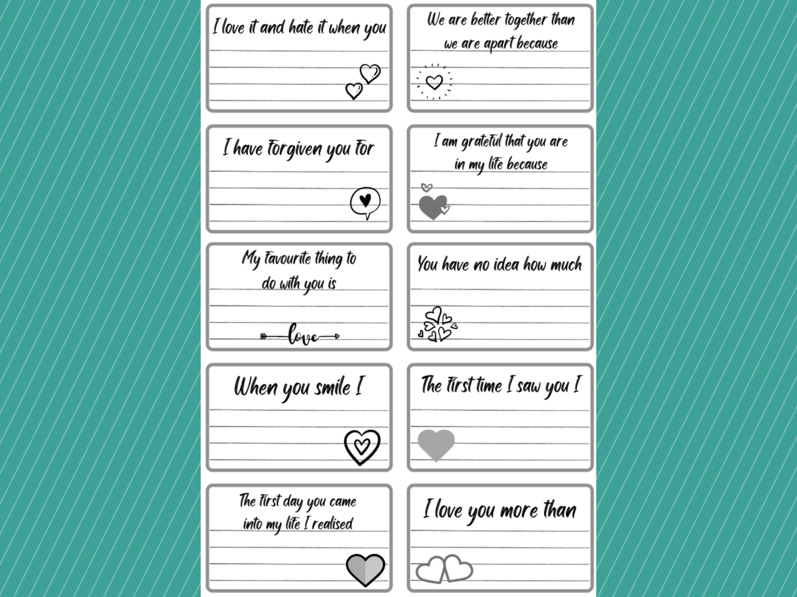 Fill in the Blank Love Notes printable for Couples - Etsy