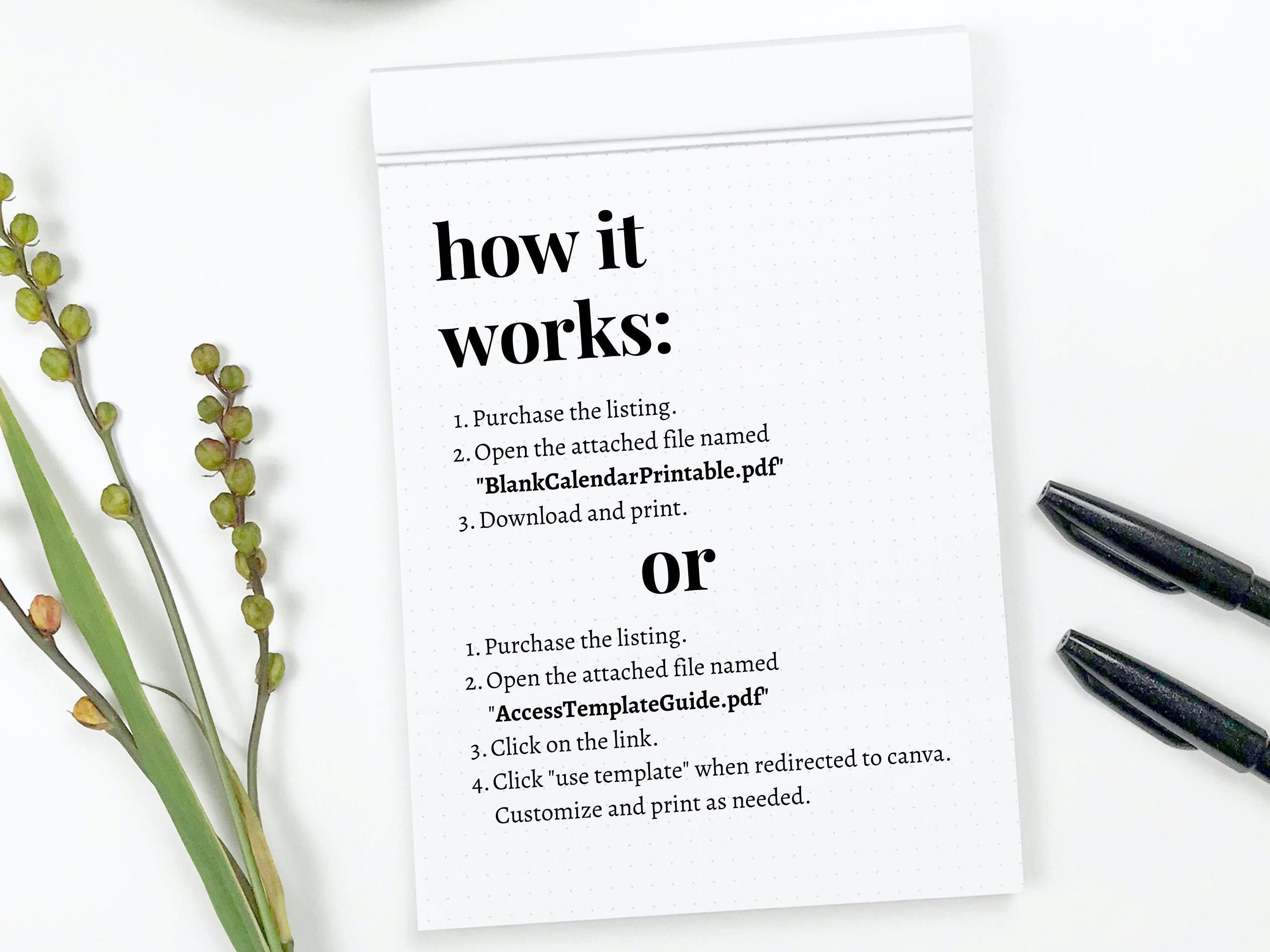 Blank Calendar Page, Instant Download, Printable & Digital ...