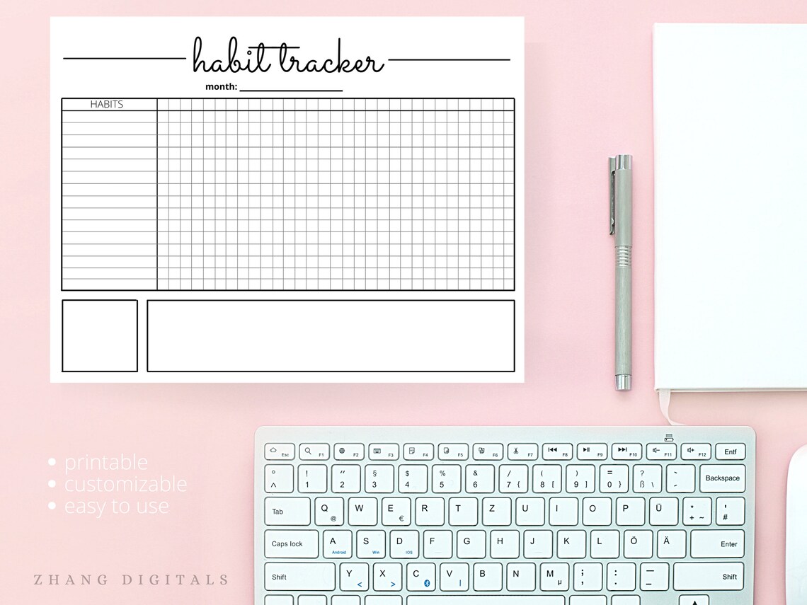 Printable Daily Habit Tracker, Routine, Routine Tracking, Monthly Habit ...