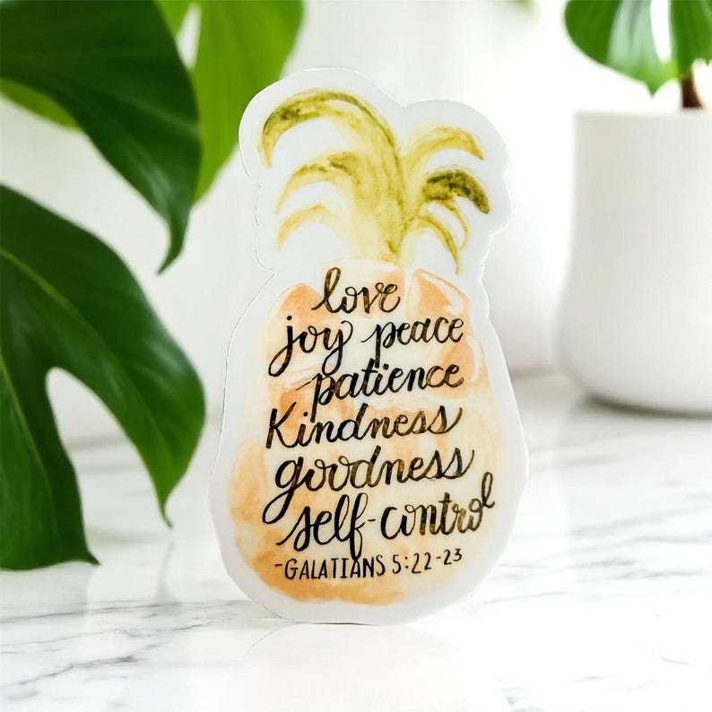 Fruit of the Spirit Pineapple Watercolor Calligraphy Vinyl Waterbottle ...
