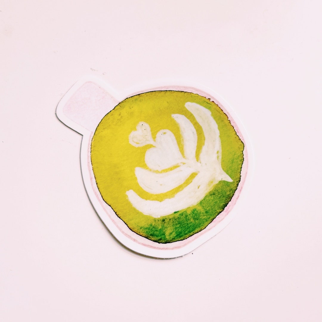 Matcha Latte Watercolor Vinyl Waterbottle Sticker - Etsy