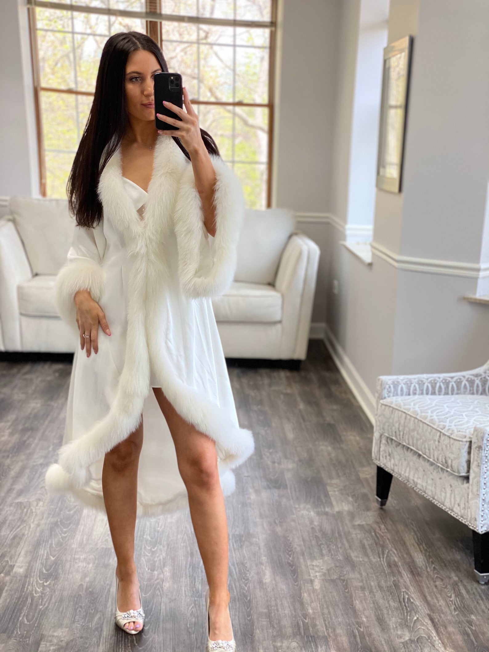 Luxury Silk Fox Fur Robe/luxury Robe/silk Robe/bridal Robe/luxury ...