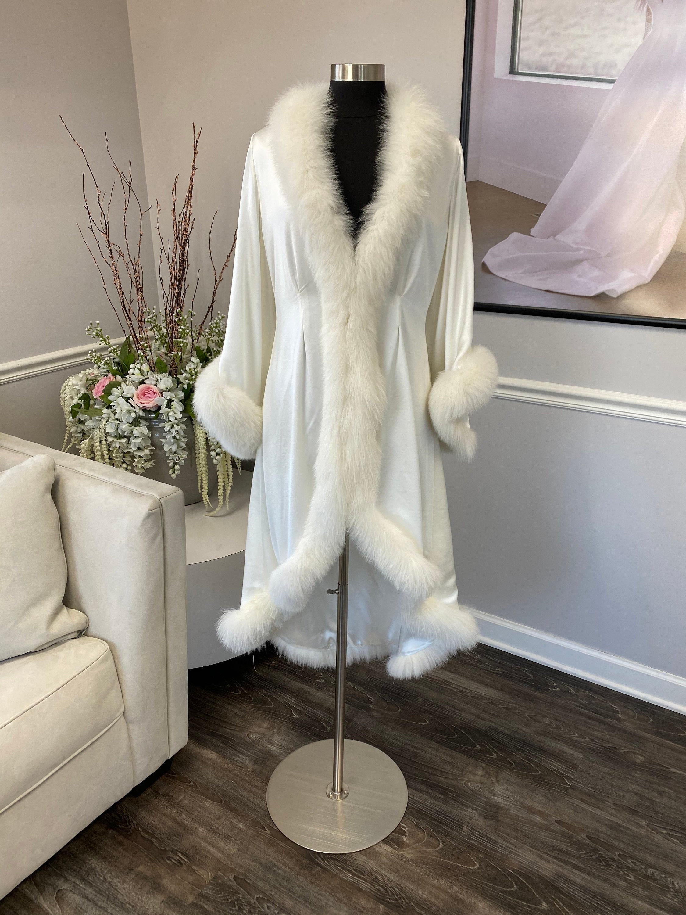 Luxury Silk Fox Fur Robe/luxury Robe/silk Robe/bridal Robe/luxury ...