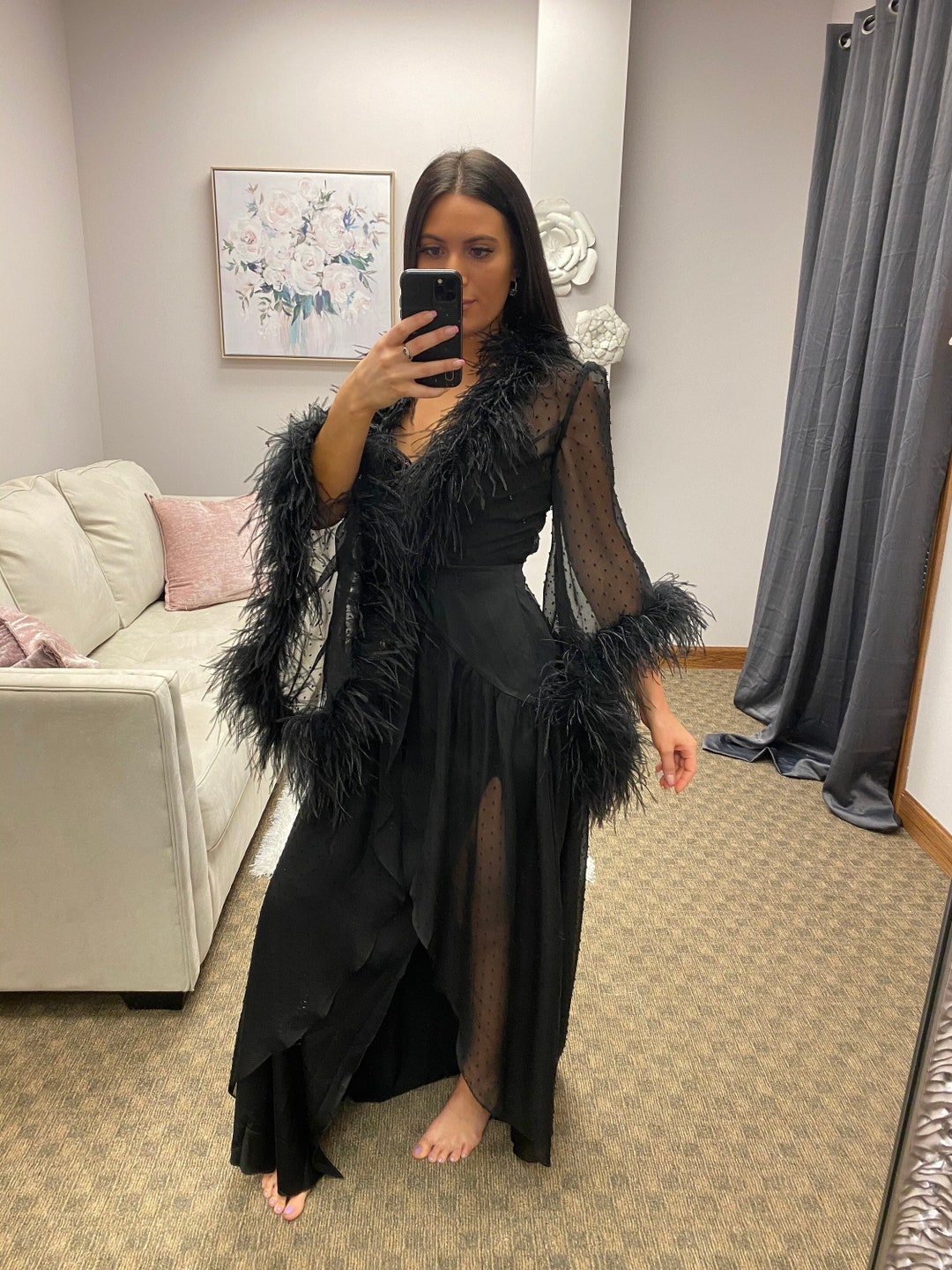 Lingerie Bridal Robe Robes Ostrich Feather Robe Negligee - Etsy