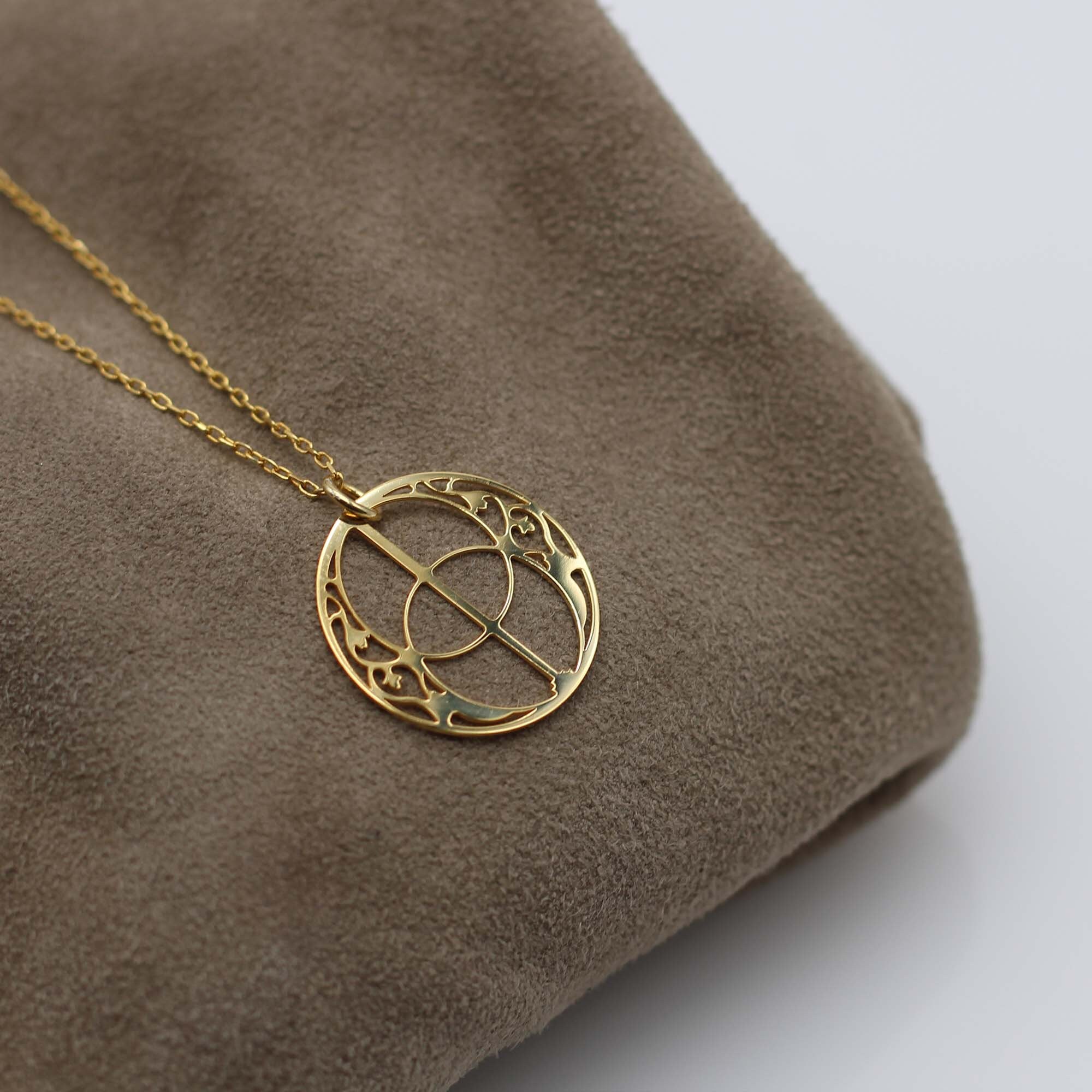 Vesica Pisces 14K 18K Real Gold Necklace Pendant 25mm Vesica Pisces ...