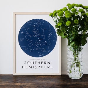 Southern Hemisphere Stars Chart Constellations Map Print Digital ...