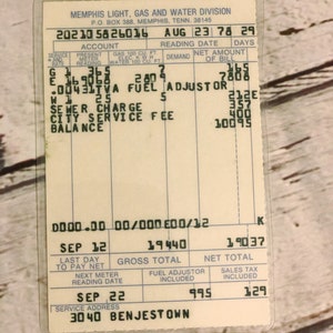 Vintage Memphis Utility Bill Bookmark - Etsy