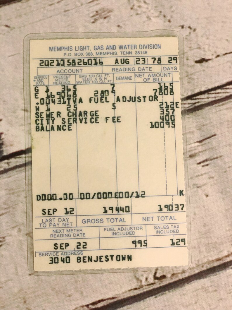 Vintage Memphis Utility Bill Bookmark | Etsy