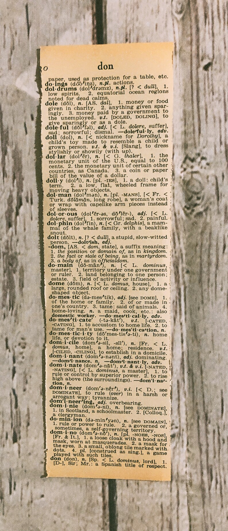 Vintage Dictionary Page Bookmark - Etsy