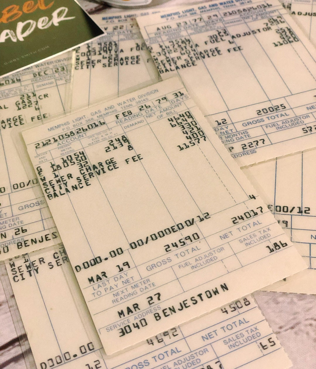 Vintage Memphis Utility Bill Bookmark - Etsy