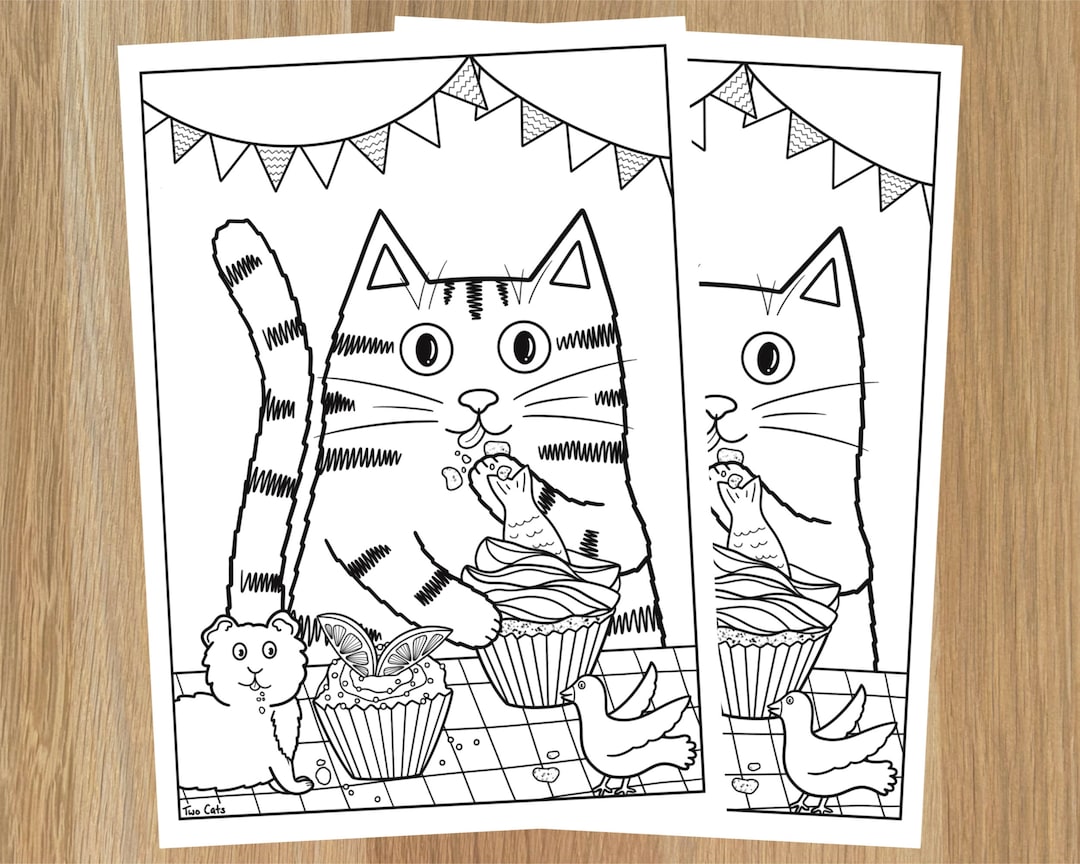 Cat / Kitten Colouring Page RSPCA Cupcake Day With Friends Digital ...