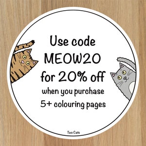 Cat / Kitten Colouring Page Peaceful Poppies, Digital Download ...