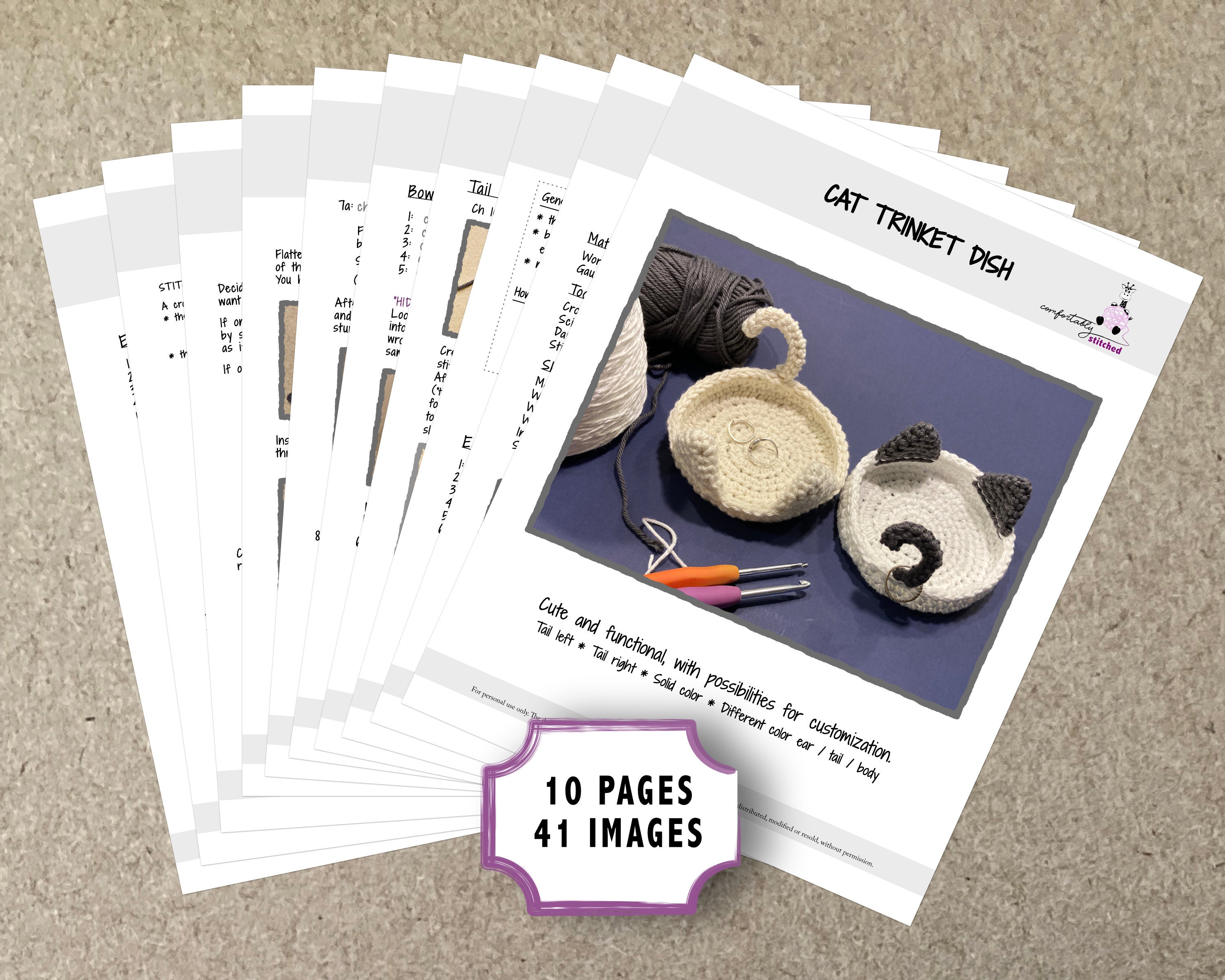 Crochet PATTERN: Handmade Cat Jewelry / Trinket / Key Dish With ...