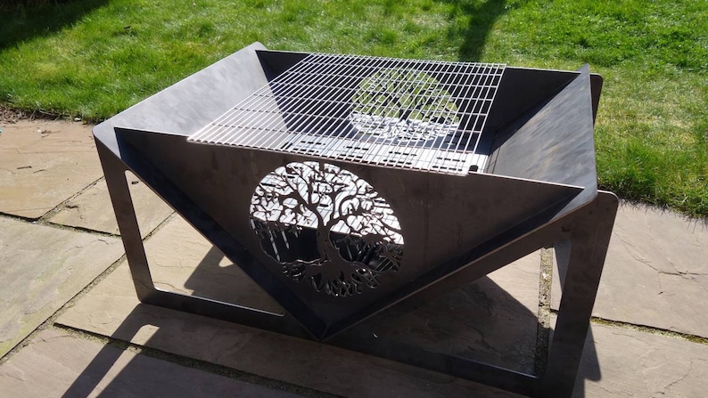 Tree of Life Fire Pit & BBQ Grill, Steel Collapsible - Etsy UK