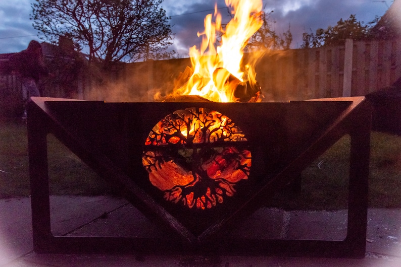 Tree of Life Fire Pit & BBQ Grill, Steel Collapsible - Etsy UK