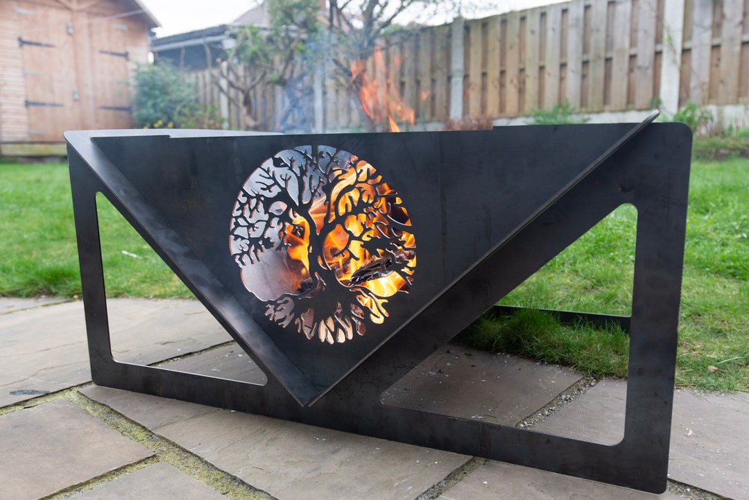 Tree of Life Fire Pit & BBQ Grill, Steel Collapsible - Etsy UK