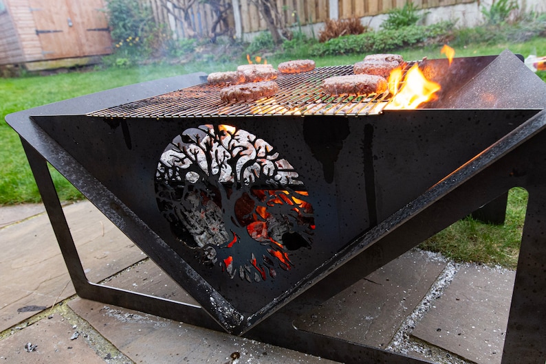 Tree of Life Fire Pit & BBQ Grill, Steel Collapsible - Etsy UK