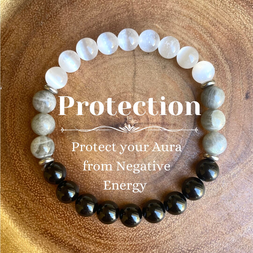 Protection Bracelet - Black Tourmaline, Selenite, & Labradorite ...