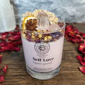 Self Love Intention Candle With Luxury Crystals and Herbs - Empowerment ...