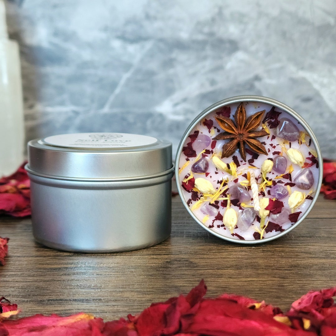 Self Love Intention Candle With Luxury Crystals and Herbs - Empowerment ...