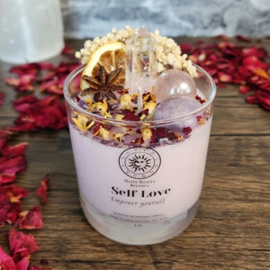 Self Love Intention Candle With Luxury Crystals and Herbs - Empowerment ...