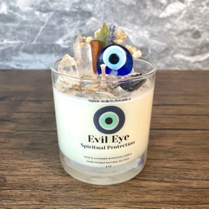 Evil Eye Candle With Authentic Turkish Glass Pendant crystal and Herb ...