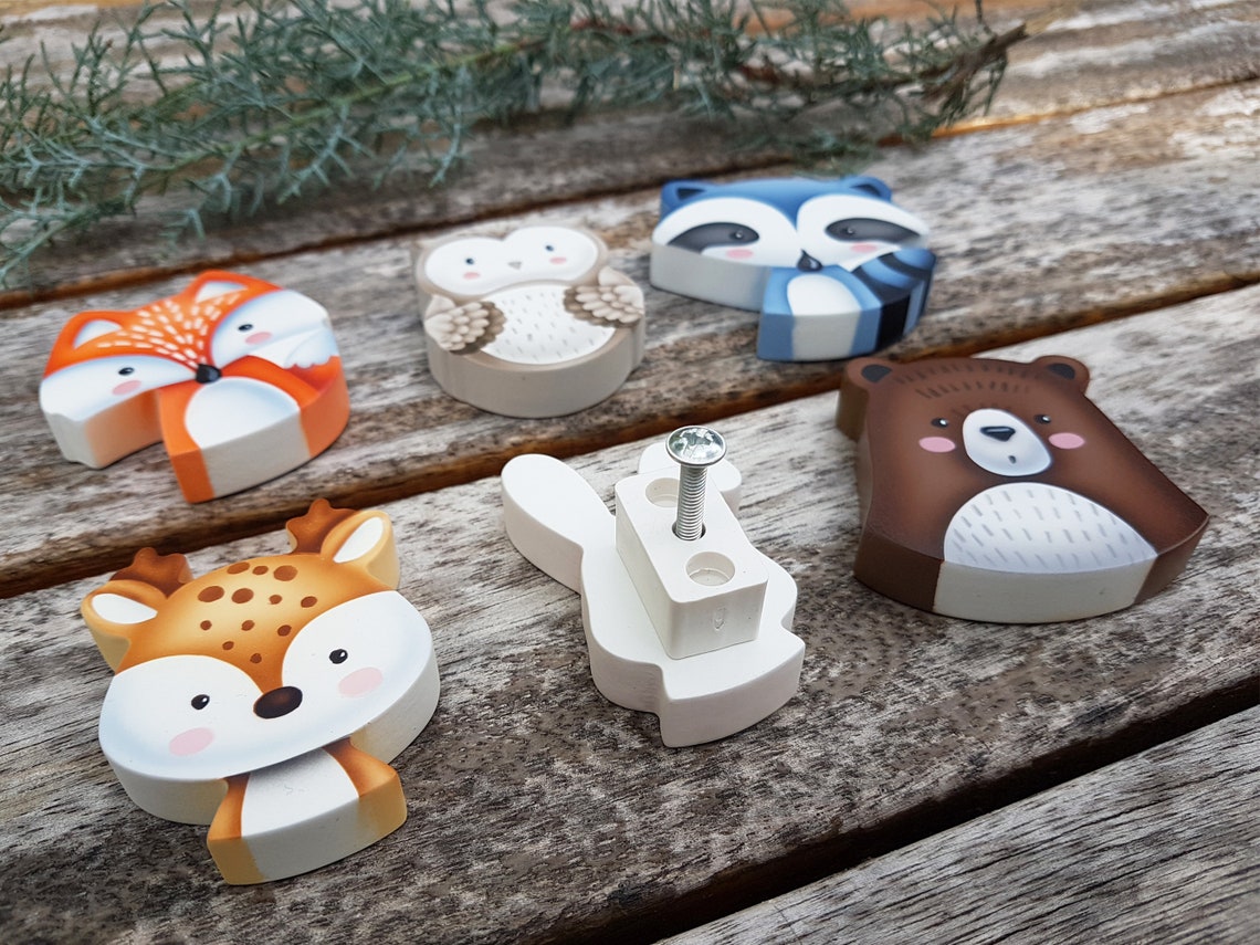 Woodland Drawer Pullsnursery Animal Decor Kids Cabinet - Etsy