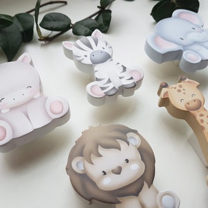 Little Safari Animal Knobs, Hand Painted Wood Cabinet and Drawer Pulls ...