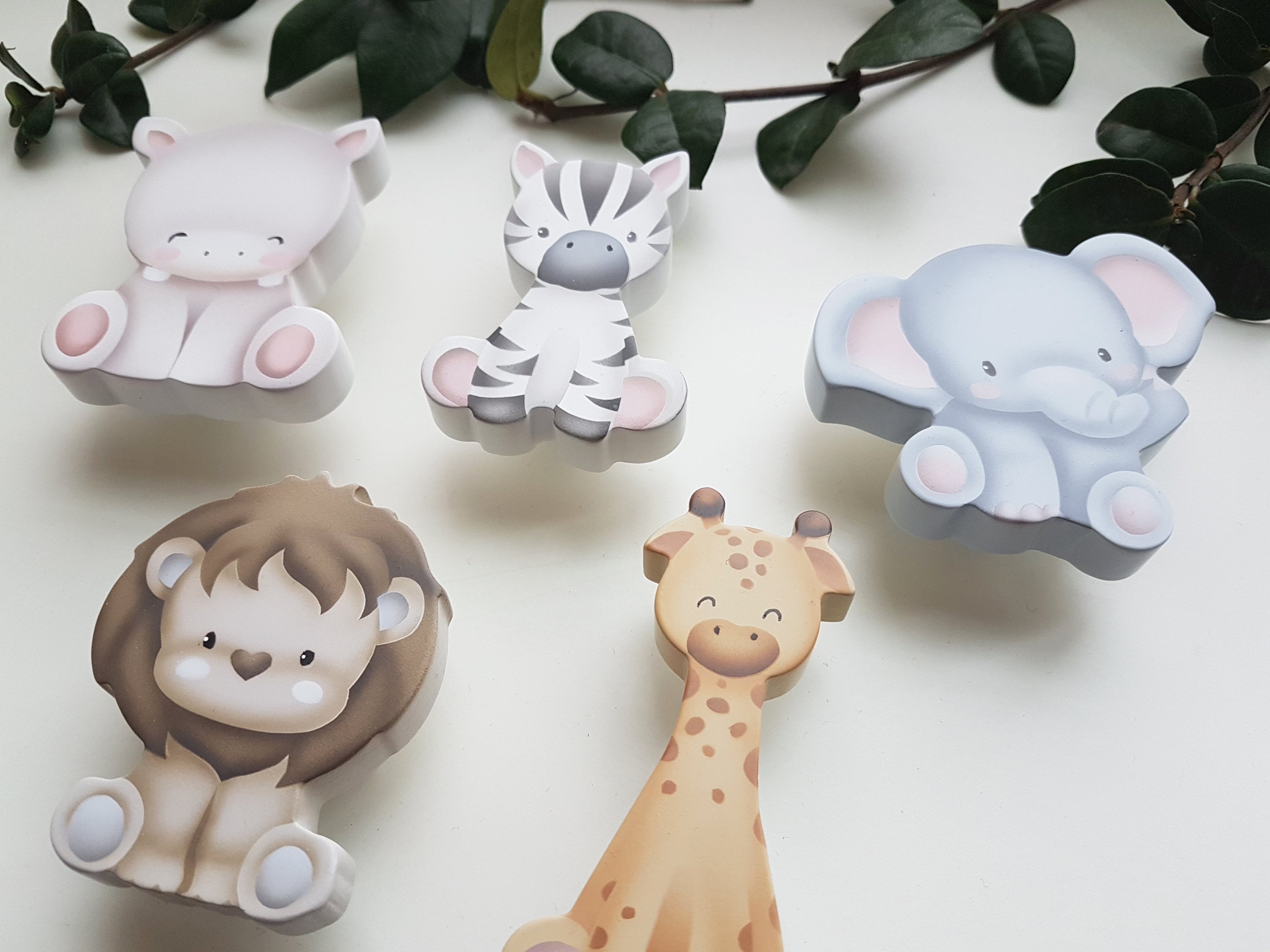 Little Safari Animal Knobs, Hand Painted Wood Cabinet and Drawer Pulls ...