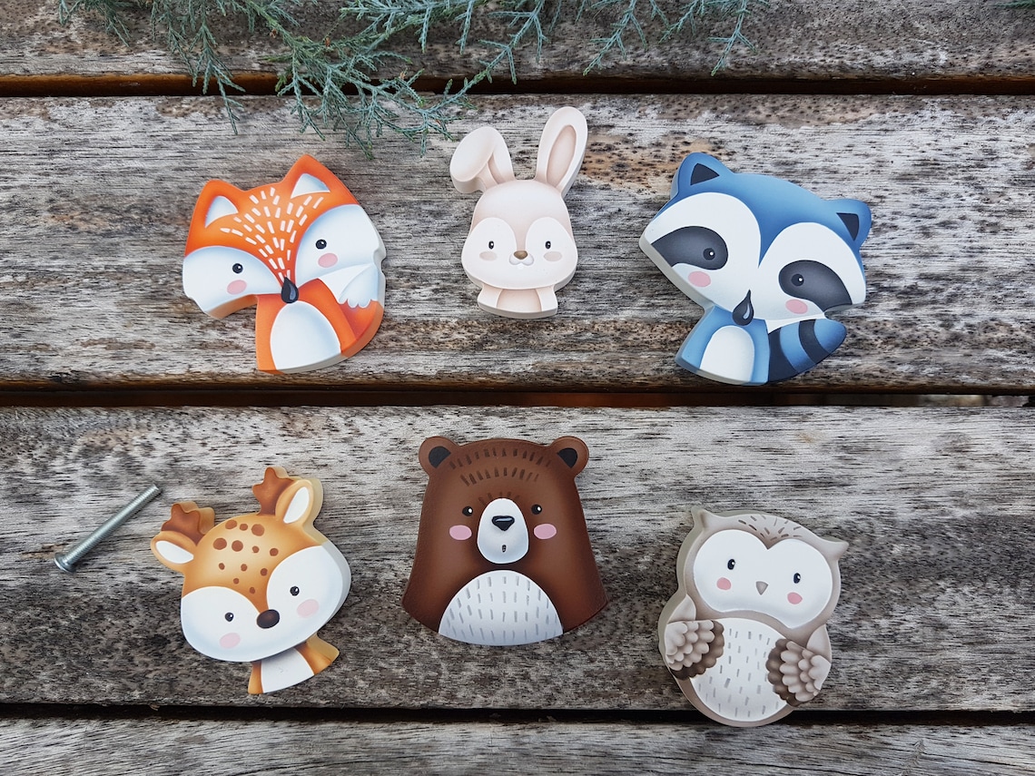 Woodland Drawer Pullsnursery Animal Decor Kids Cabinet - Etsy
