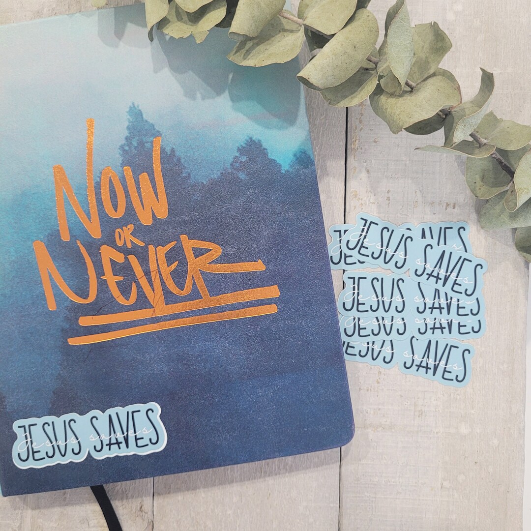 Jesus Saves Sticker, White Gloss Sticker, Faith Sticker, Christian ...