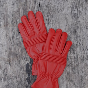Ranger Hero Gloves for Cosplay/short Gauntlet/top Grain Cowhide/red - Etsy