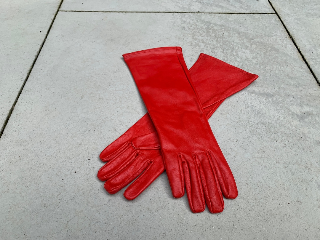 Super Hero LONG Gauntlet Genuine Leather Gloves/red - Etsy