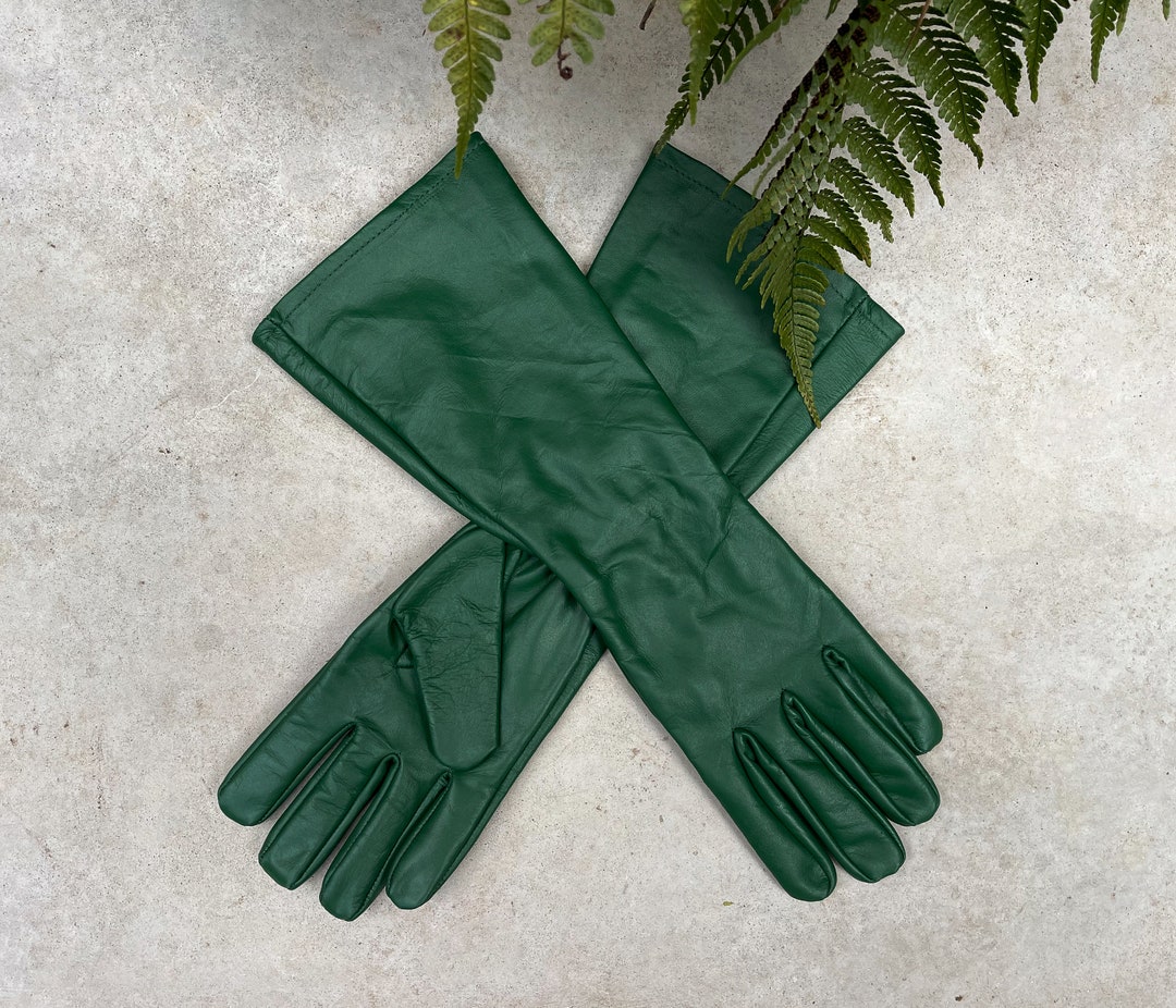 Super Hero Long Gauntlet Genuine Leather Gloves/green - Etsy
