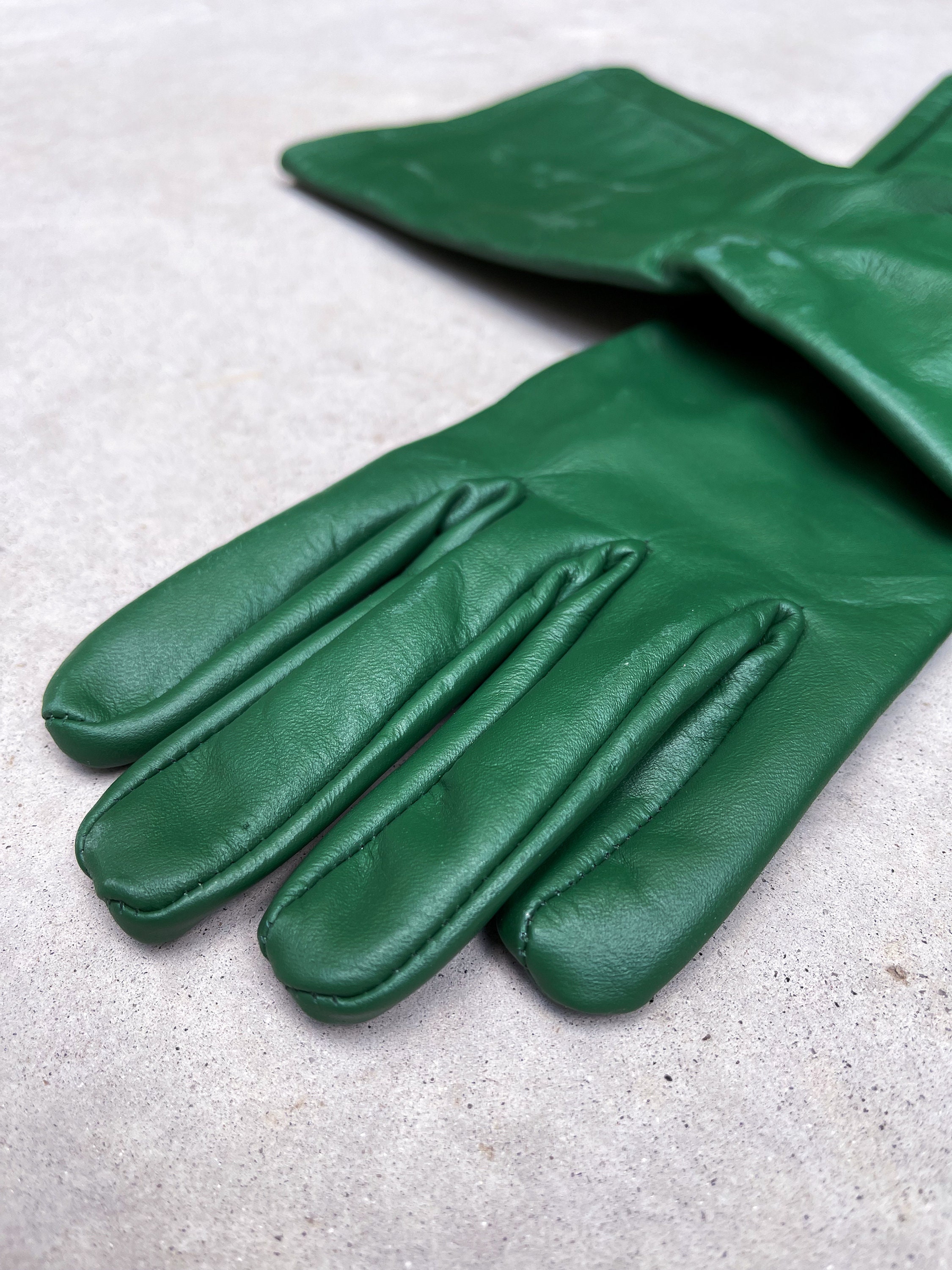 Super Hero Long Gauntlet Genuine Leather Gloves/green - Etsy