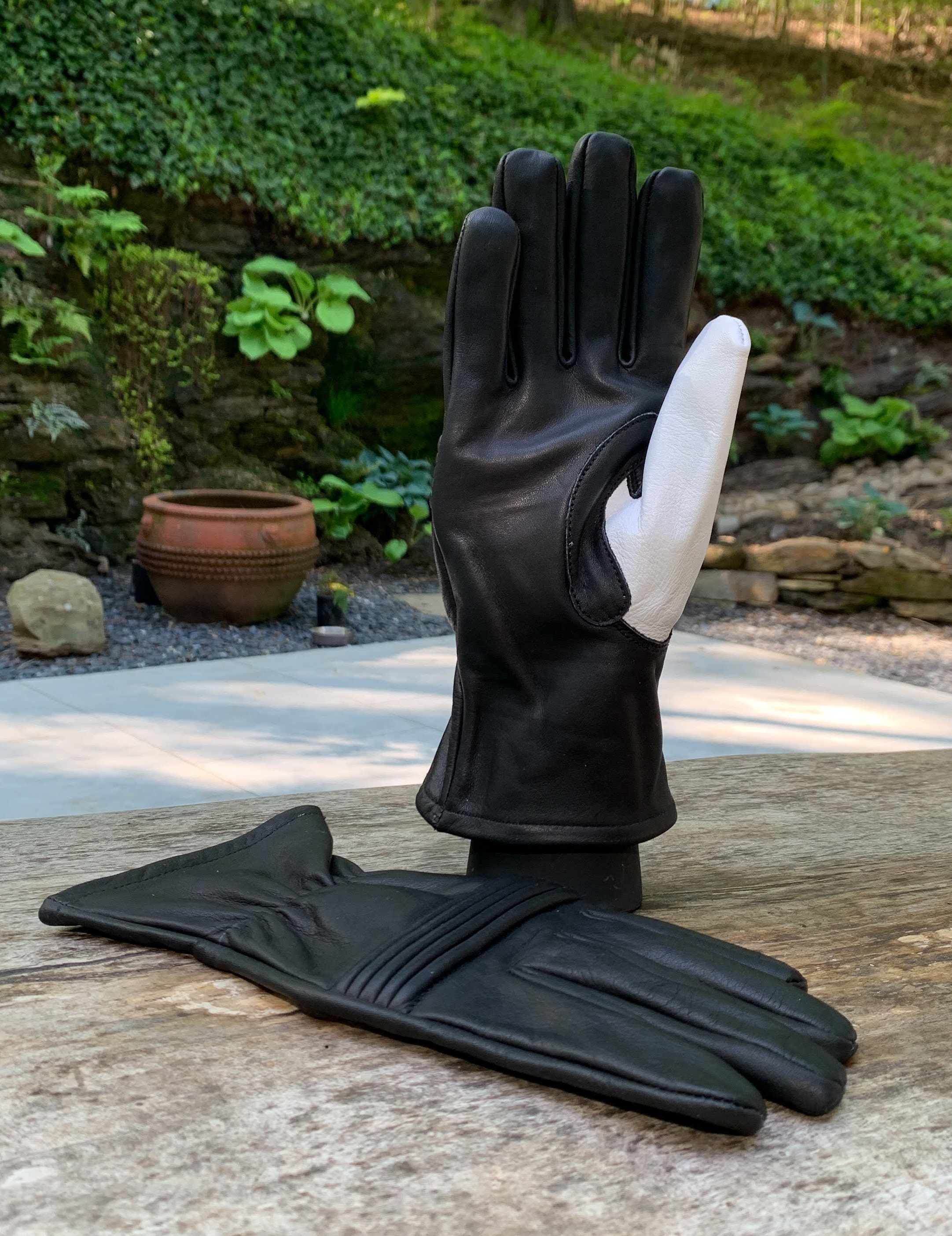 Ranger Hero Gloves for Cosplay/short Gauntlet/top Grain Cowhide/black ...