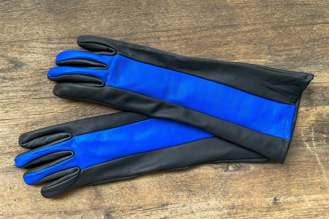 Leather Gloves for Night Wing Cosplay/long Gauntlet/lamb Skin/black ...