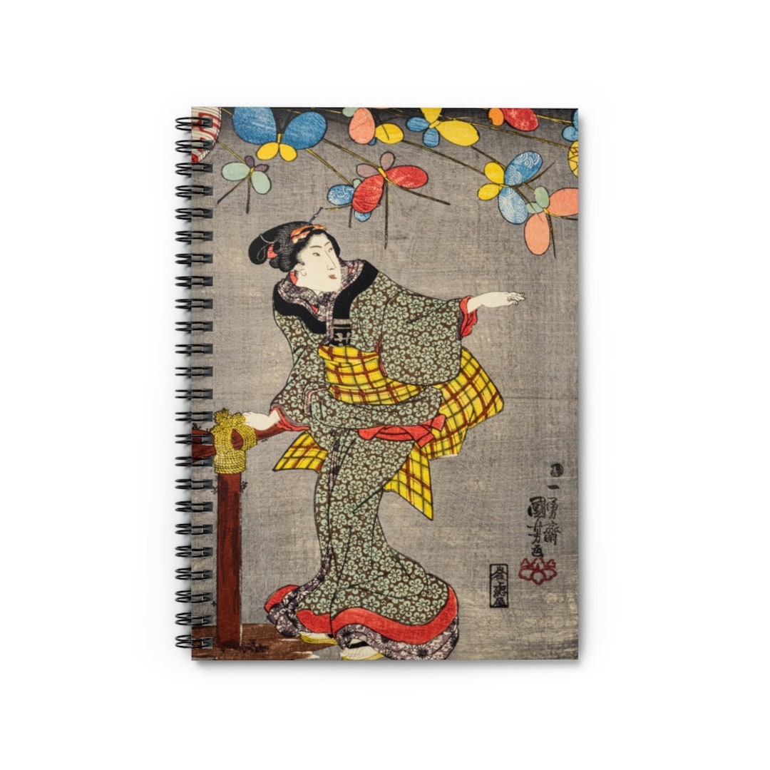 Woman With Butterflies by Utagawa Kuniyoshi 1798-1861 Japanese Geisha ...