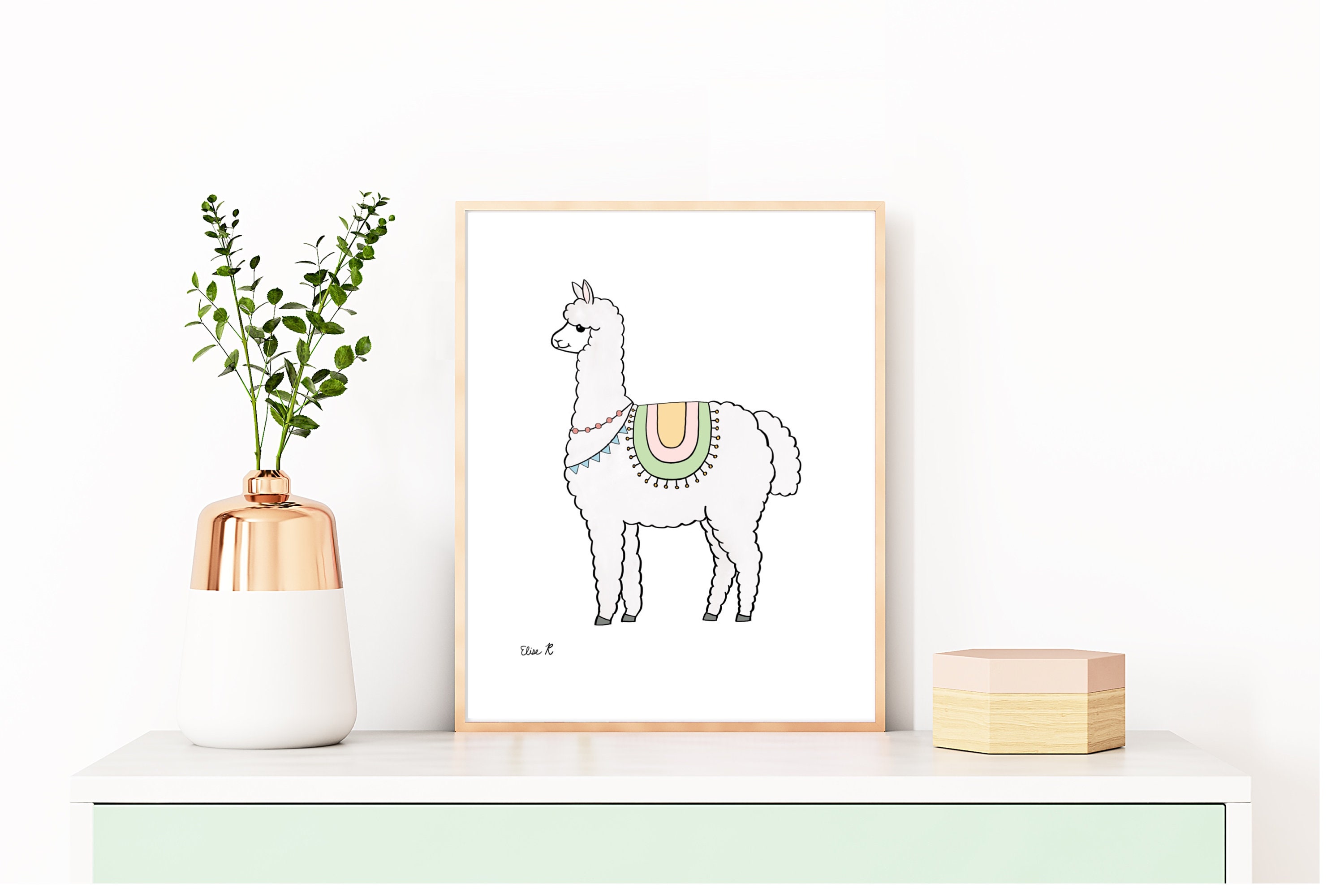 Llama Print, Alpaca Print, Eco Friendly Print, Cute Llama Art, Cute ...