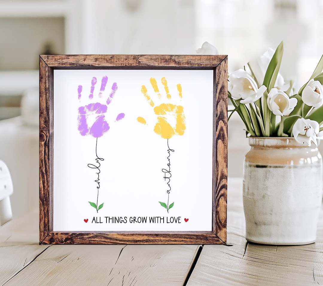 Personalized DIY Kids Handprint Wood Sign Keepsake for Mother's Day ...